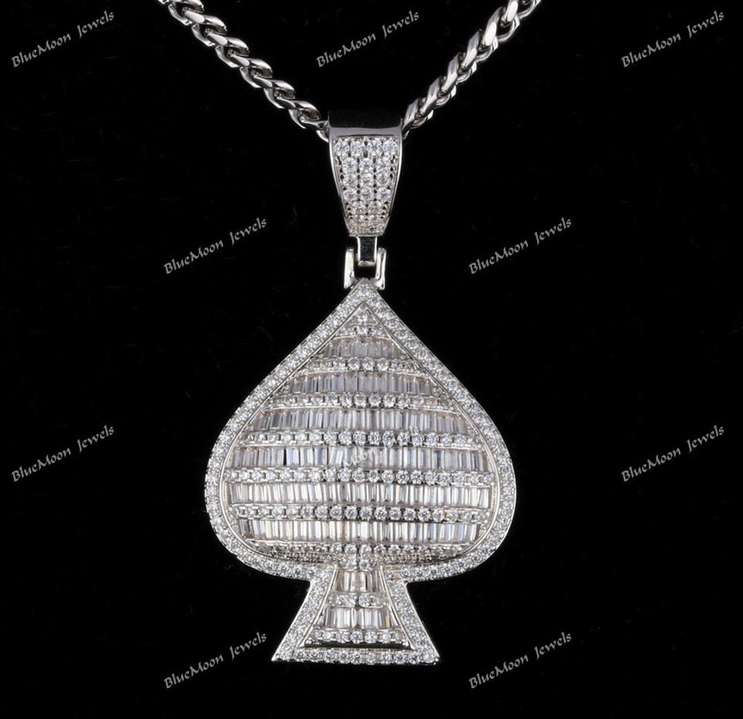 Hip Hop Iced Out ACE Pendant, Heart Charm Spade Small Poker VVS ...