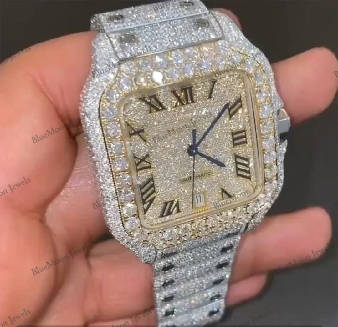 Luxury Moissanite Iced Out Watch: Custom Diamond Hip Hop Automatic ...