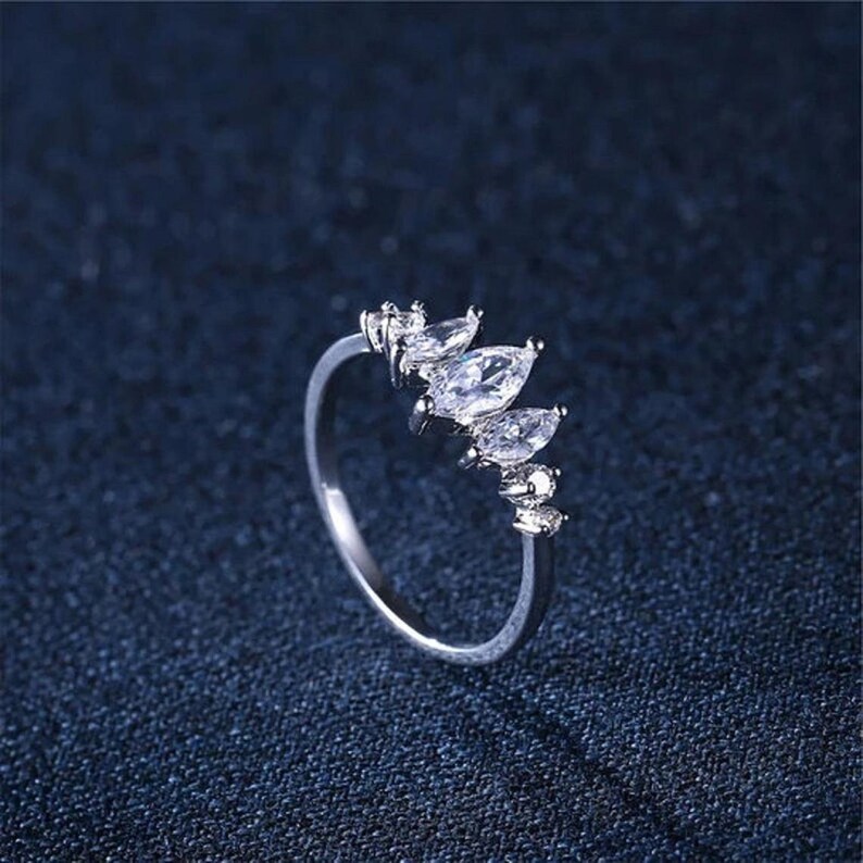 Simple Marquise Spiky Ring Set Classic Eternity Ring Bands - Etsy