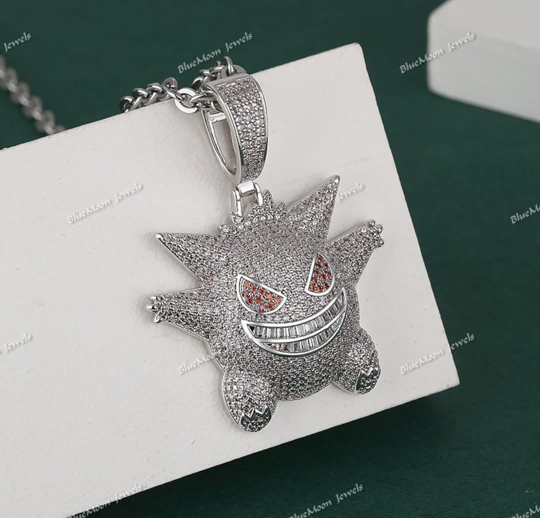 Hip-hop Iced Out Gengar Pokémon Pendant Ice Out VVS Moissanite 925 ...