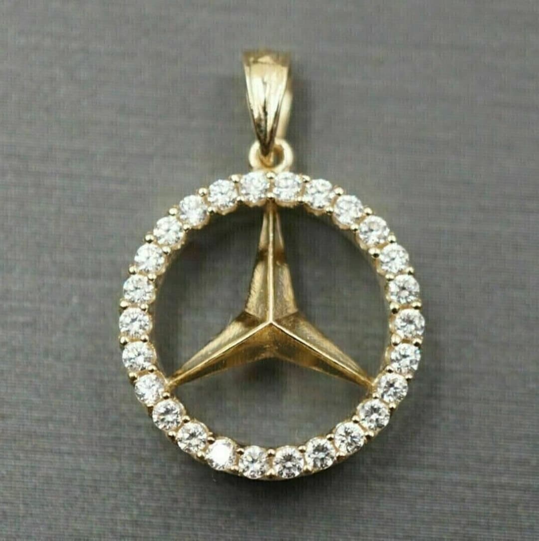Mercedes Benz Pendant Necklace in 14K Gold, Moissanite Iced Out Car ...