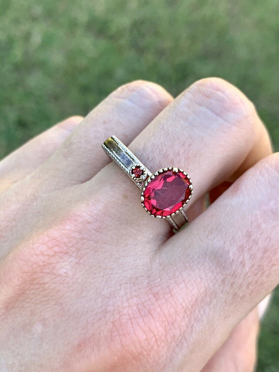 Gems En Vogue Stacking Band Oval Cut Red Ruby Engagement Ring 14k Gold Ring Ring for Women ...