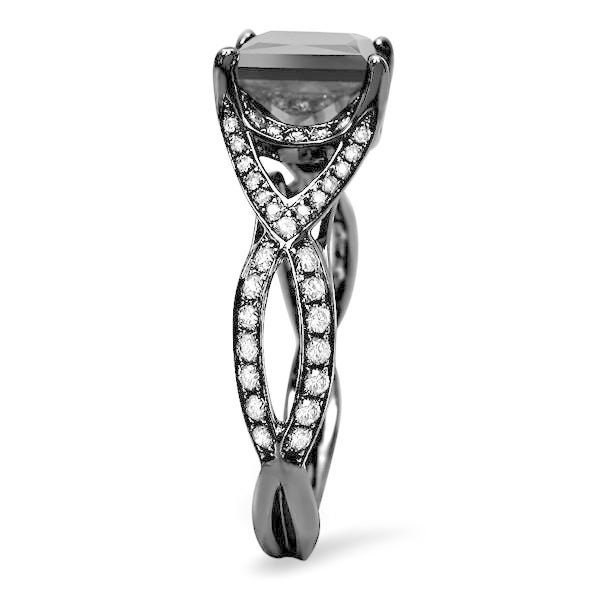 Black Princess-cut Onyx With White Round Cut CZ Diamond - Etsy