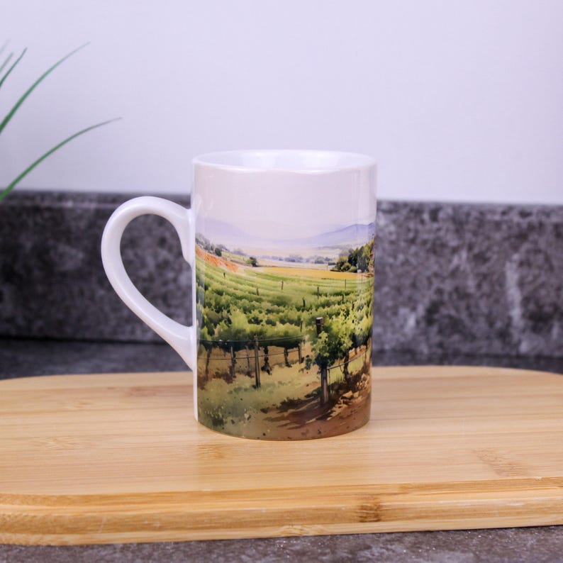 Taza de cerámica con diseño de viñedos en acuarela: impresionantes ...
