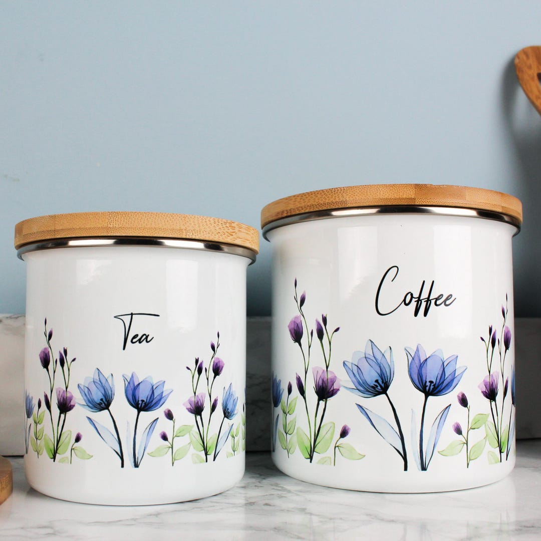 Blue & Purple Floral Kitchen Storage Canister - Pretty Kitchen Gifts ...
