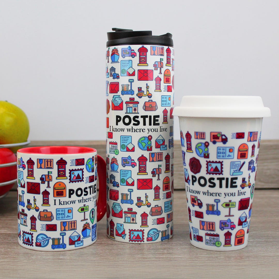 Postie Mug/travel Flask - Novelty Postman Postwoman Gifts - Tea/coffee ...