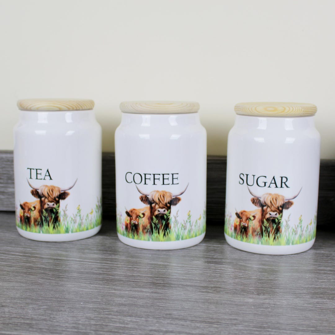 Highland Cow & Calf Storage Canisters - Countryside Farmhouse ...