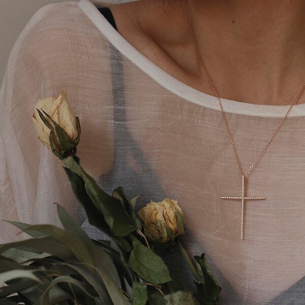 Long Cross Necklace - Etsy