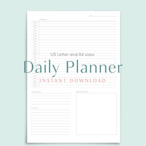 Daily Planner Printable. Instant Digital Download. Includes Daily ...