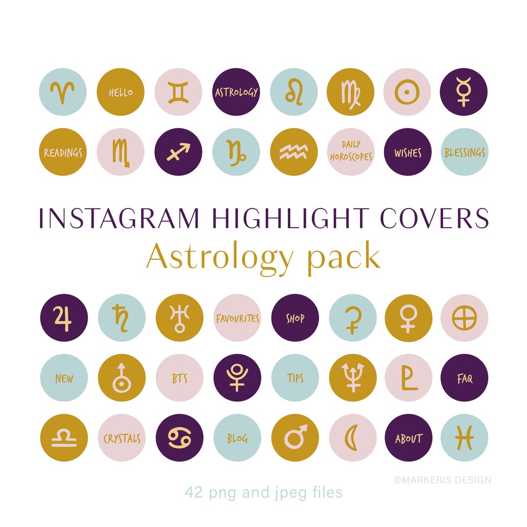 168 Astrology Instagram Highlight Icons, Hand Drawn Boho IG Story ...