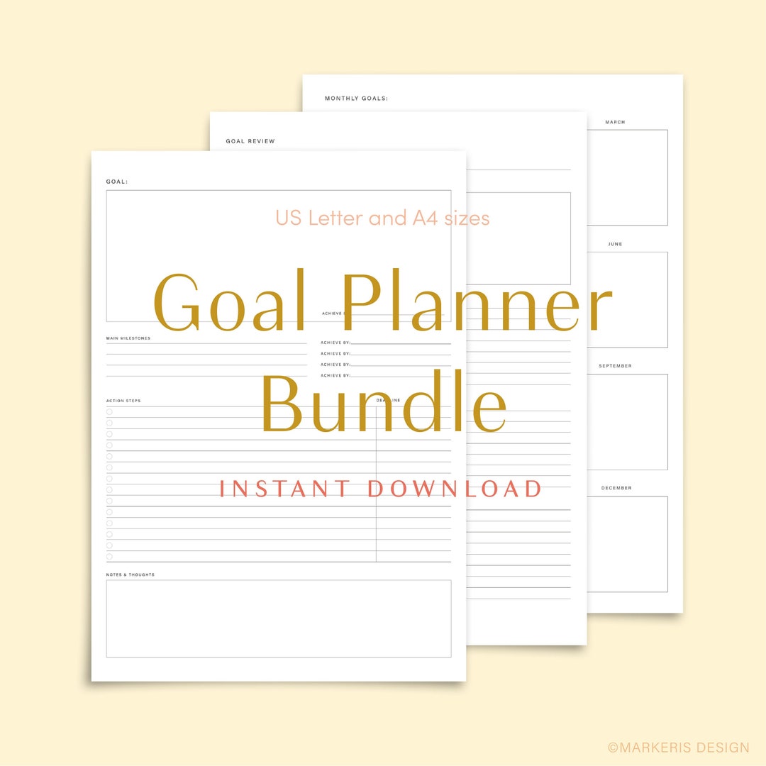 Goal Planner Printable Bundle. Daily and Monthly Life Goal Setting ...