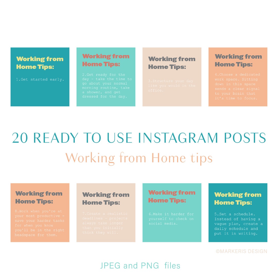 20 WFH Working From Home Wellness Tips, Instagram Ready-made Posts ...