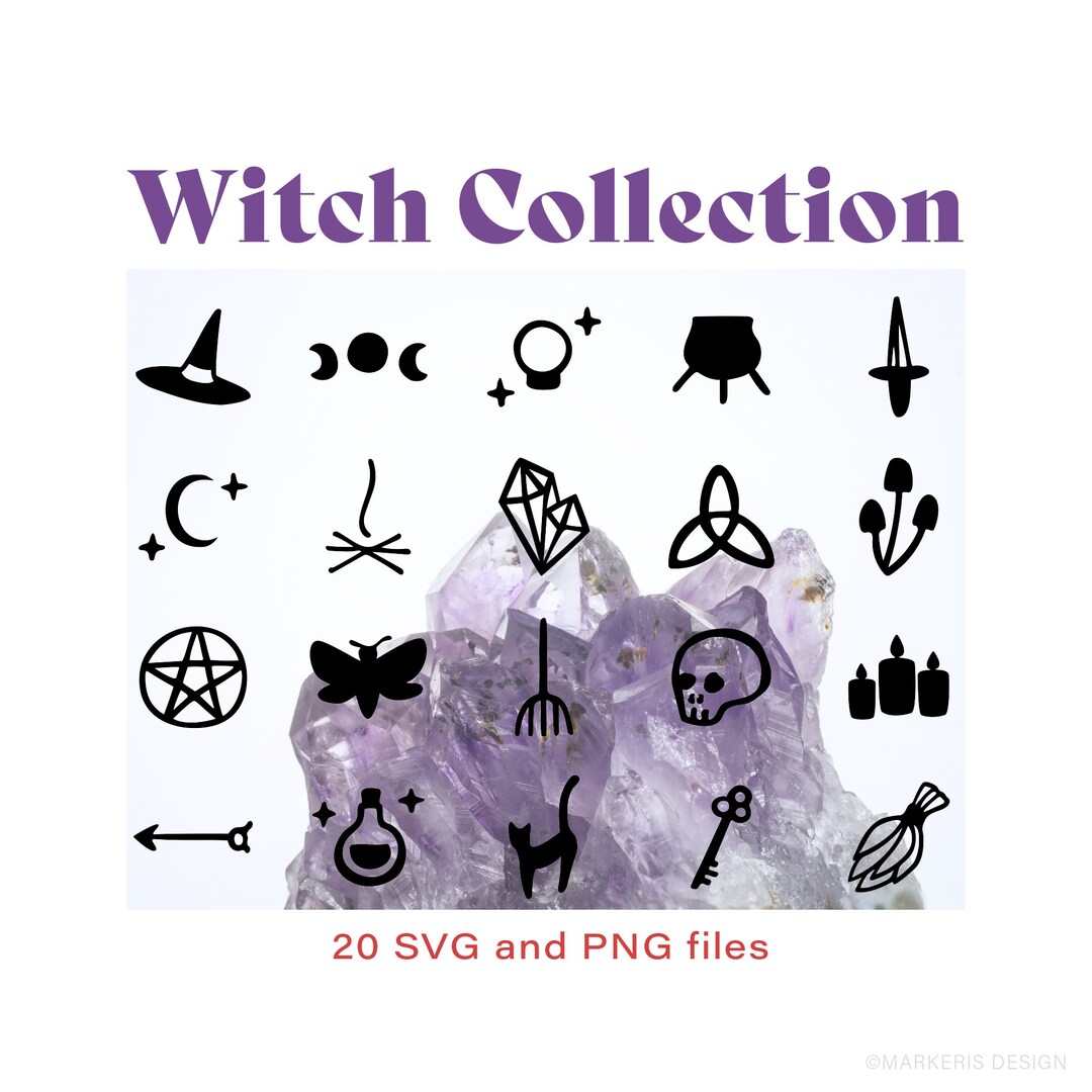 Witch Clip Art Design, Black Color SVG and PNG Files of Magic, Sorcery ...