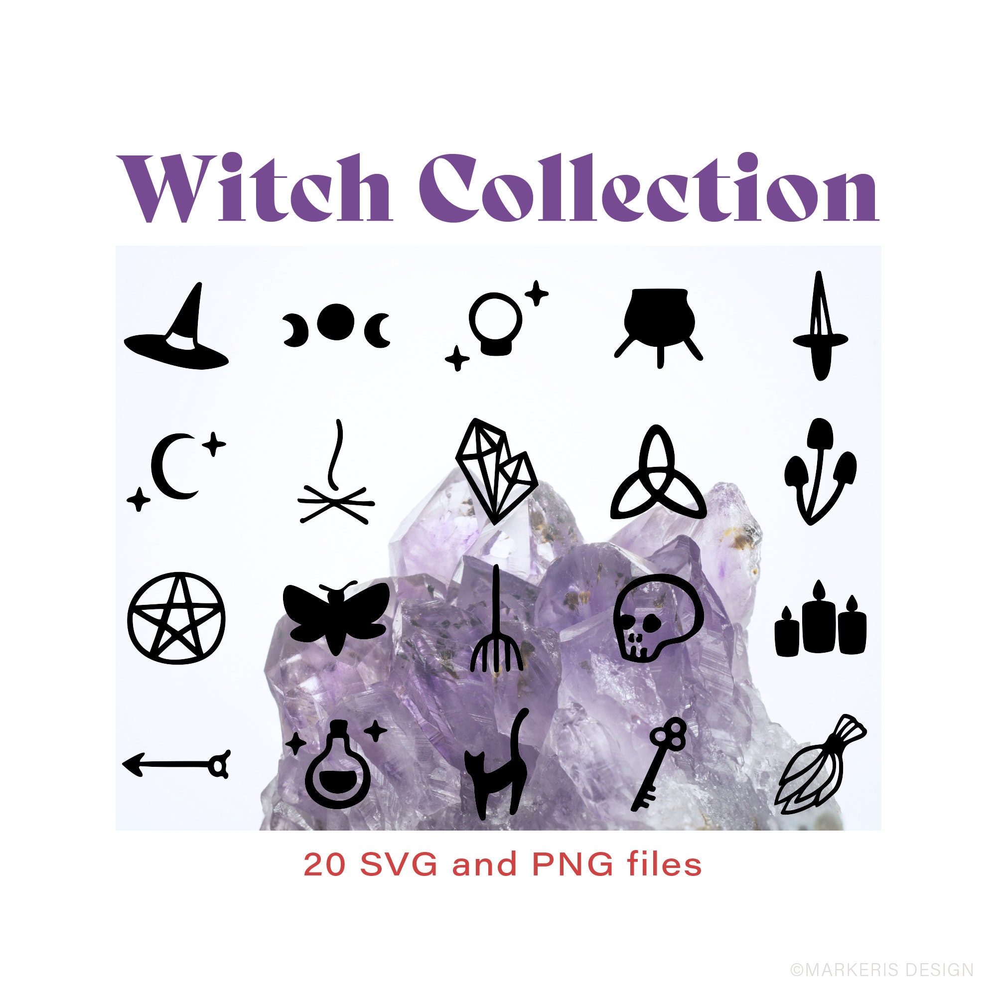 Witch Clip Art Design, Black Color SVG and PNG Files of Magic, Sorcery ...