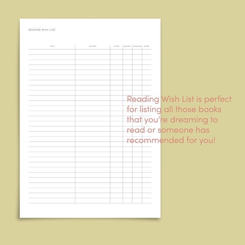Reading Journal Printable Planner. Book Lover Bundle With Book Tracker Log, Reading List and ...