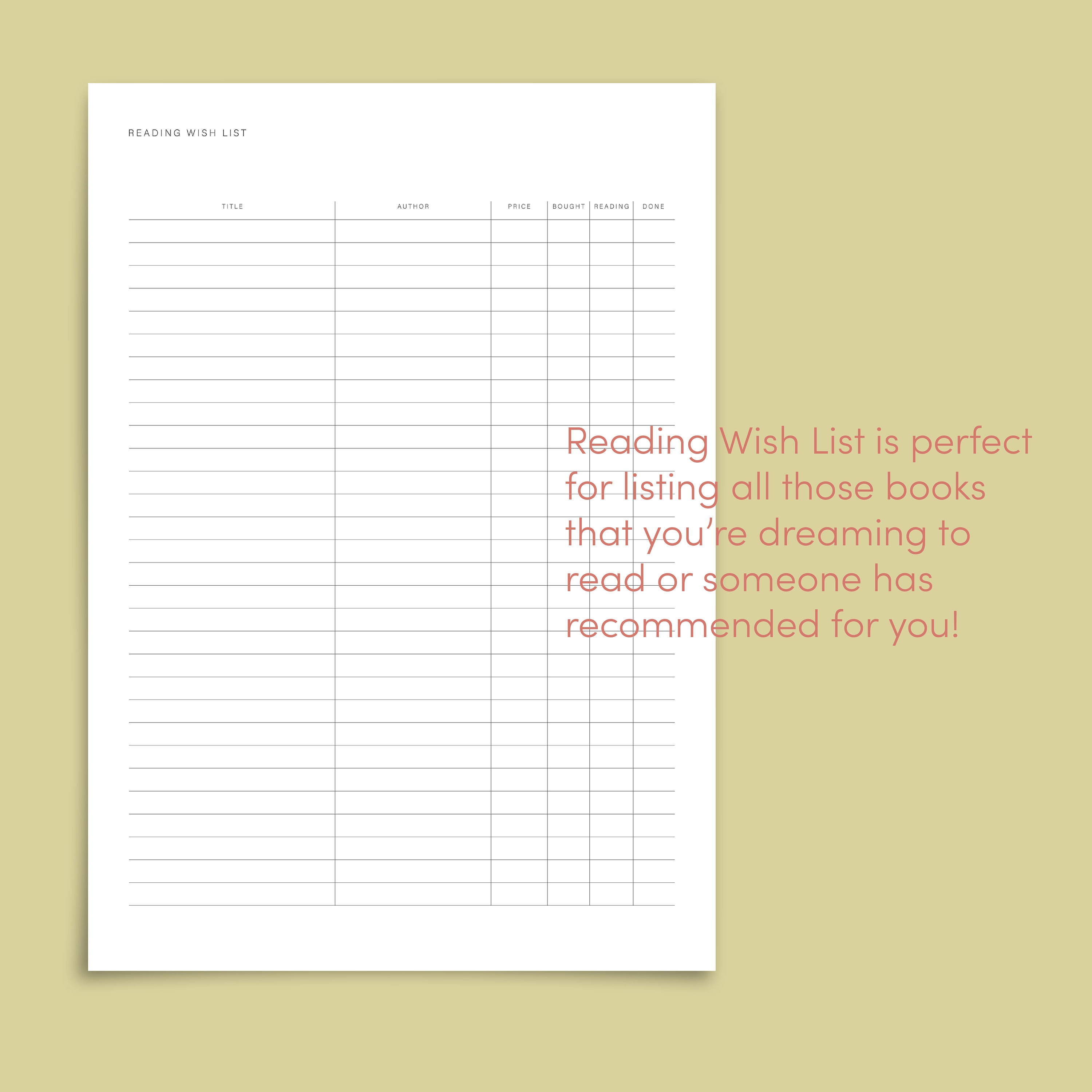 Reading Journal Printable Planner. Book Lover Bundle With Book Tracker ...