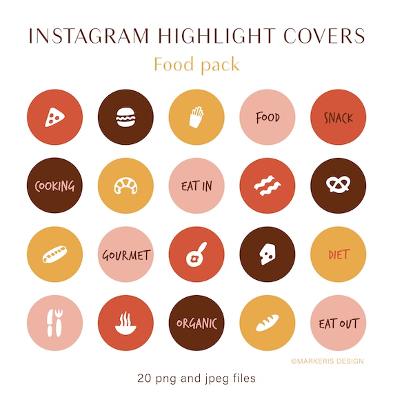 80 Fast Food Instagram Highlight Icons Hand Drawn Boho IG | Etsy