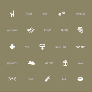 120 Cat Instagram Highlight Icons, Cute Hand Drawn IG Story Covers for ...