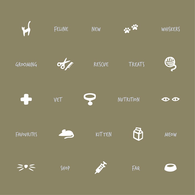 120 Cat Instagram Highlight Icons, Cute Hand Drawn IG Story Covers for ...