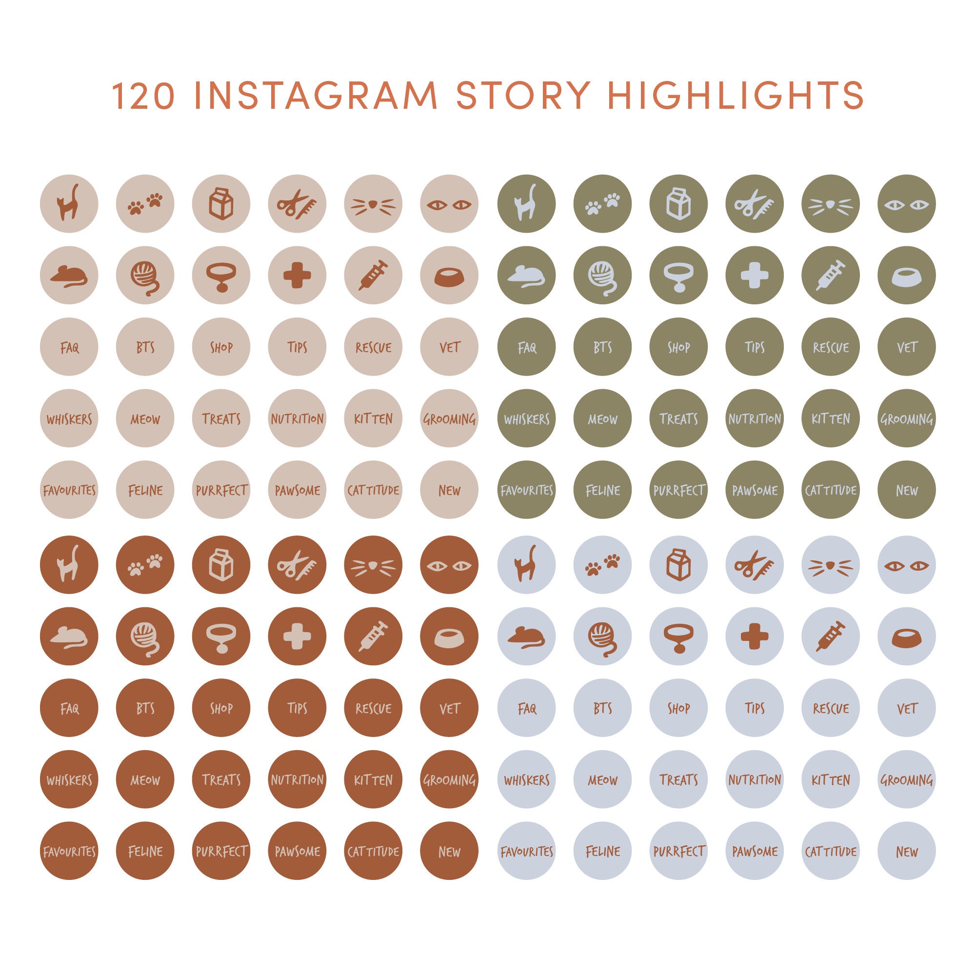 120 Cat Instagram Highlight Icons, Cute Hand Drawn IG Story Covers for ...