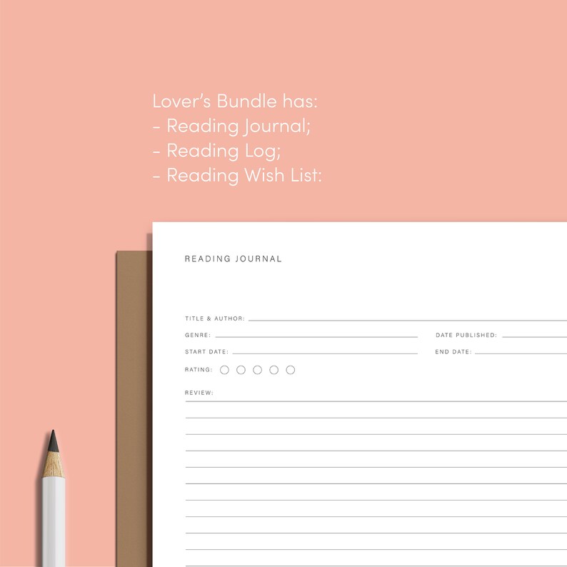 Reading Journal Printable Planner. Book Lover Bundle With Book Tracker ...