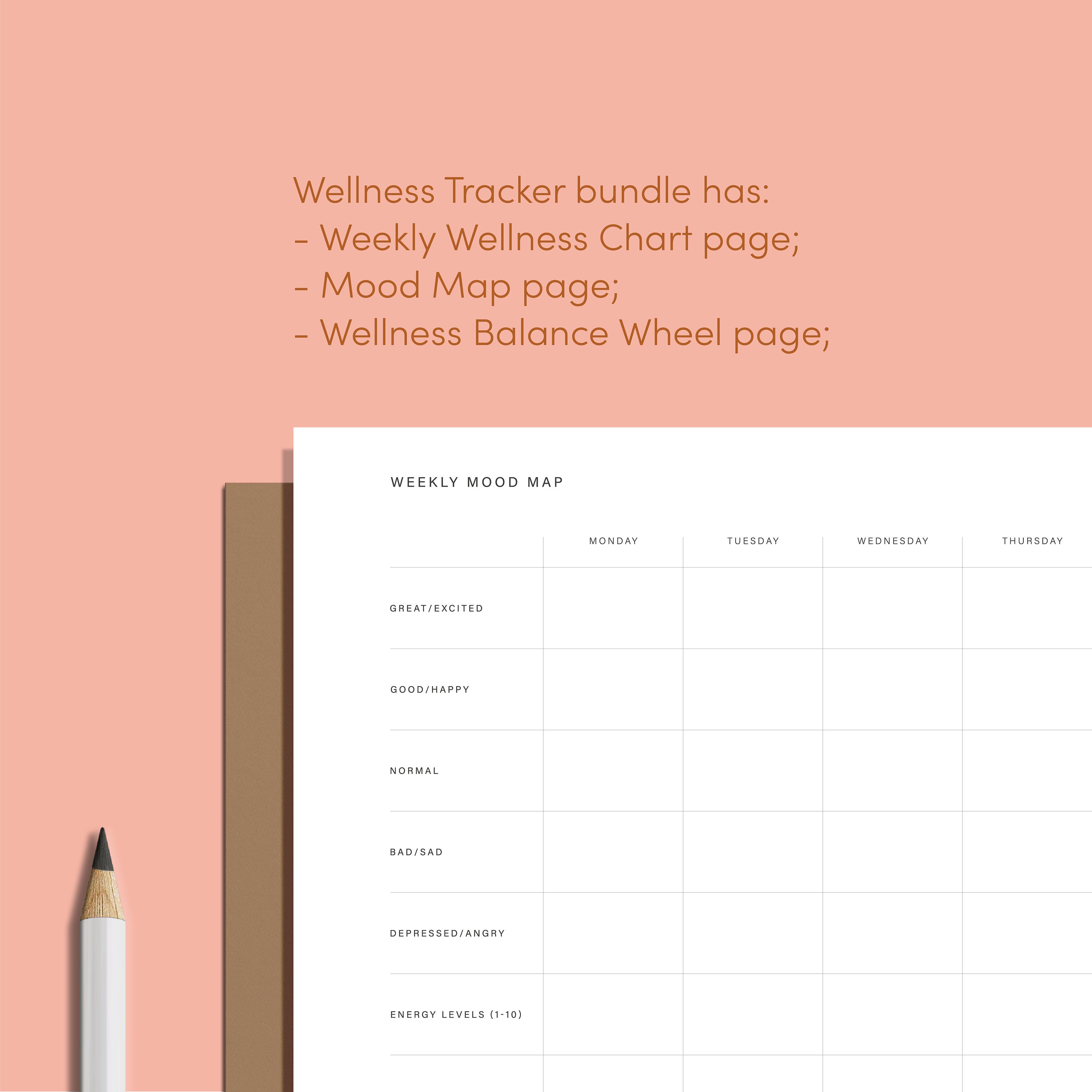 Wellness Tracker Bundle. Printable Self-care and Mental Health Tracker ...