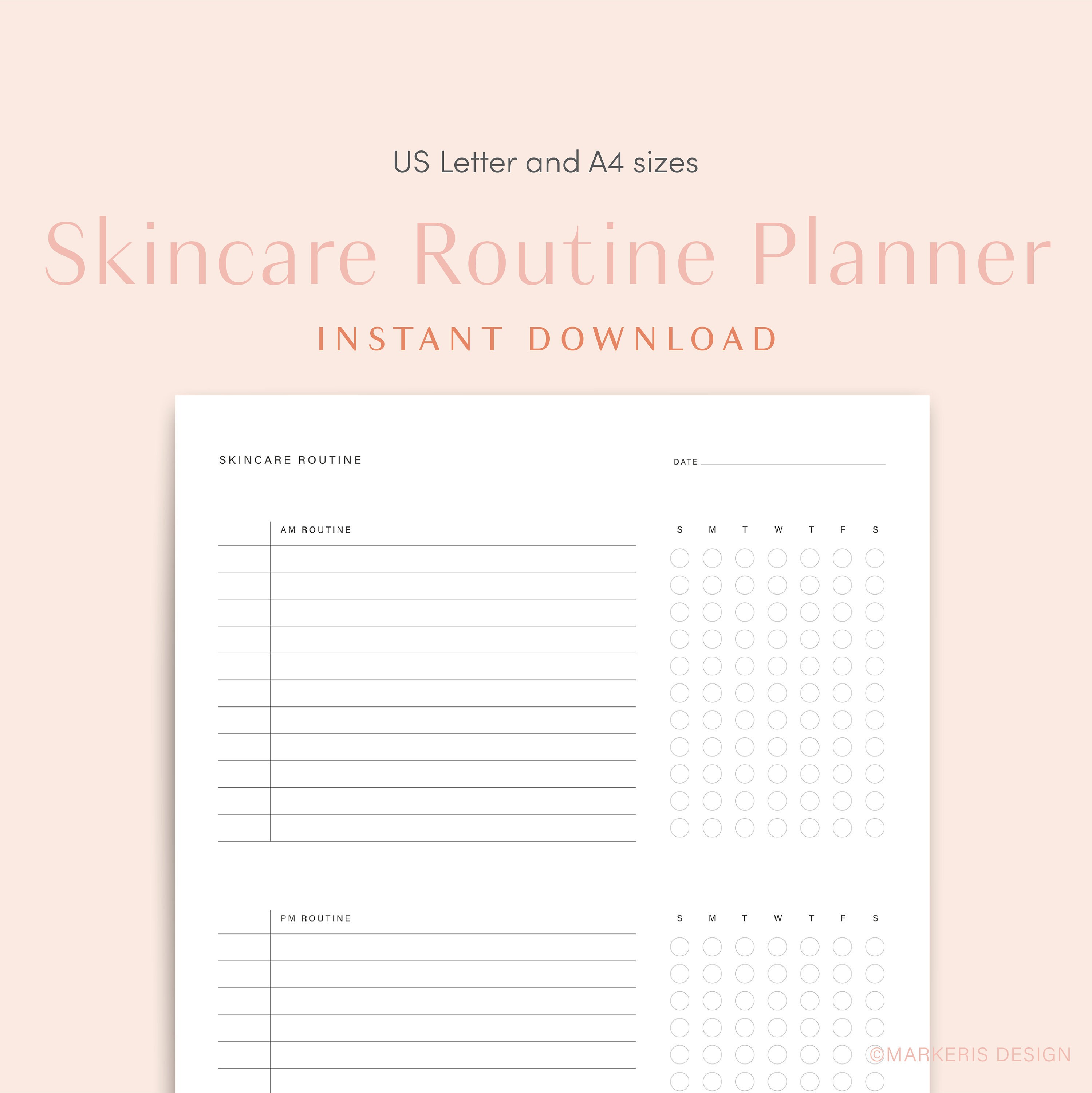 Skincare Planner Instant Download. Beauty Routine Printable Tracker ...
