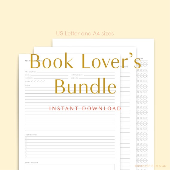 Reading Journal Printable Planner. Book Lover Bundle With Book - Etsy UK