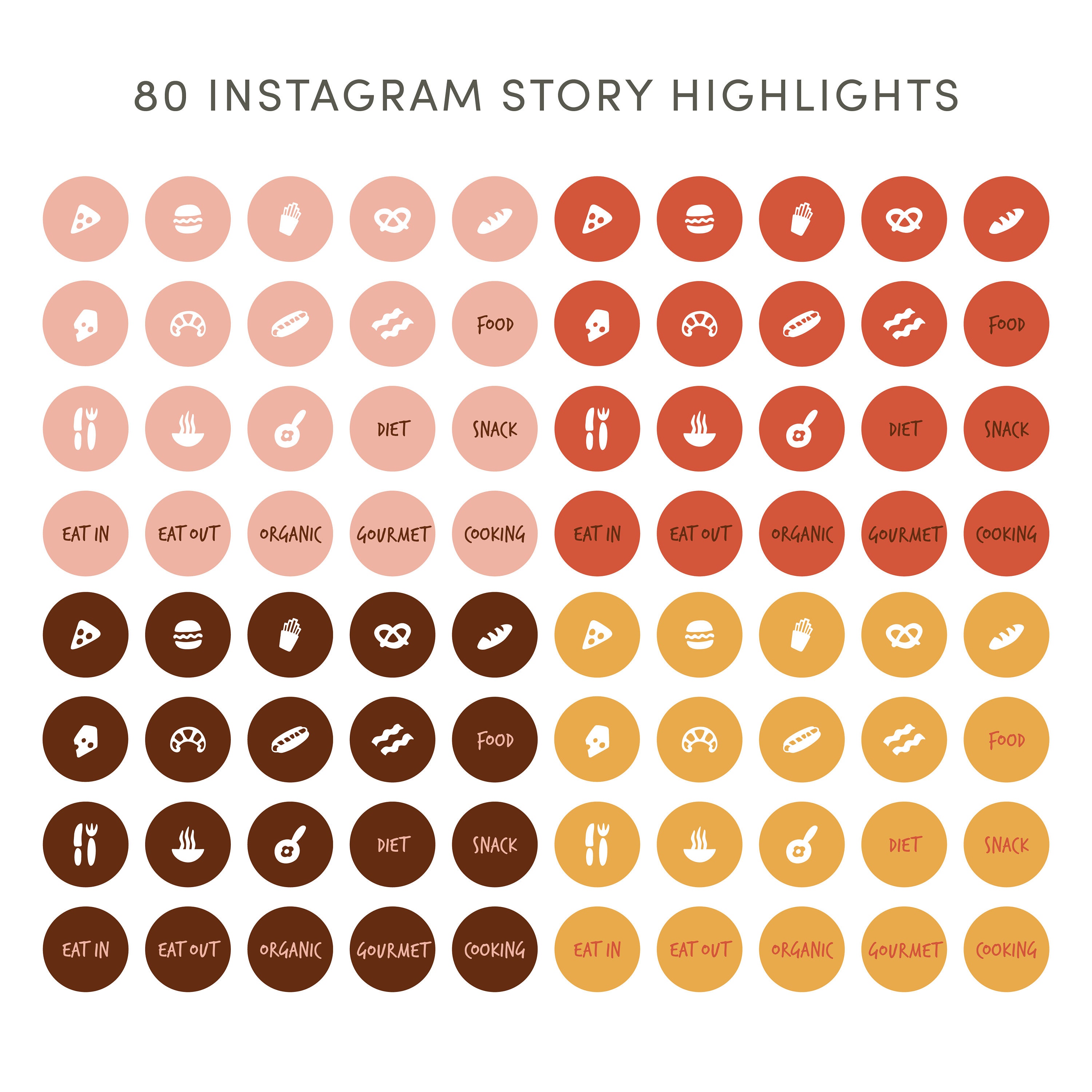 80 Fast Food Instagram Highlight Icons, Hand Drawn Boho IG Story Covers ...