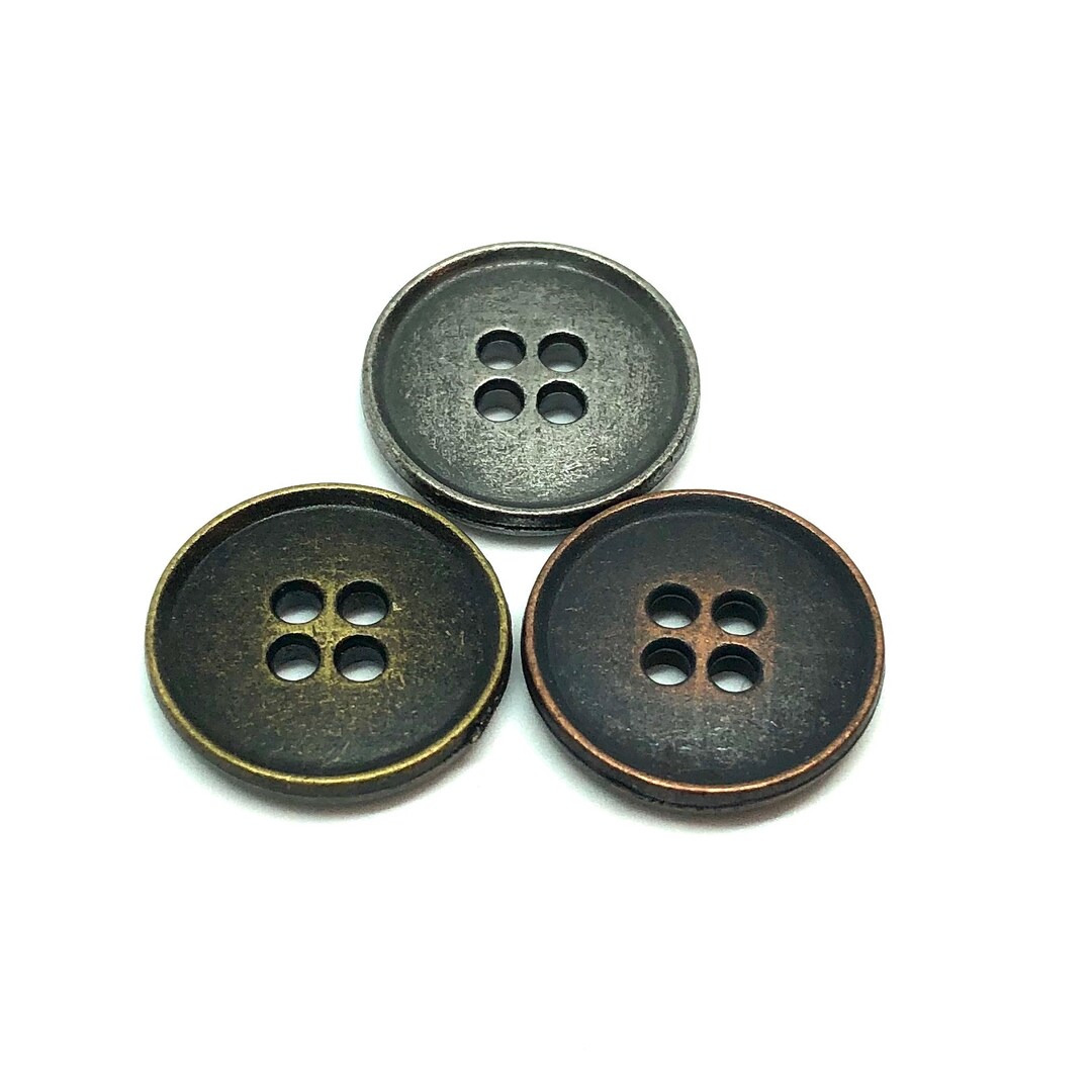 15mm Round Metal Buttons, 4 Holes Concave Buttons, Bronze Color 3312 - Etsy
