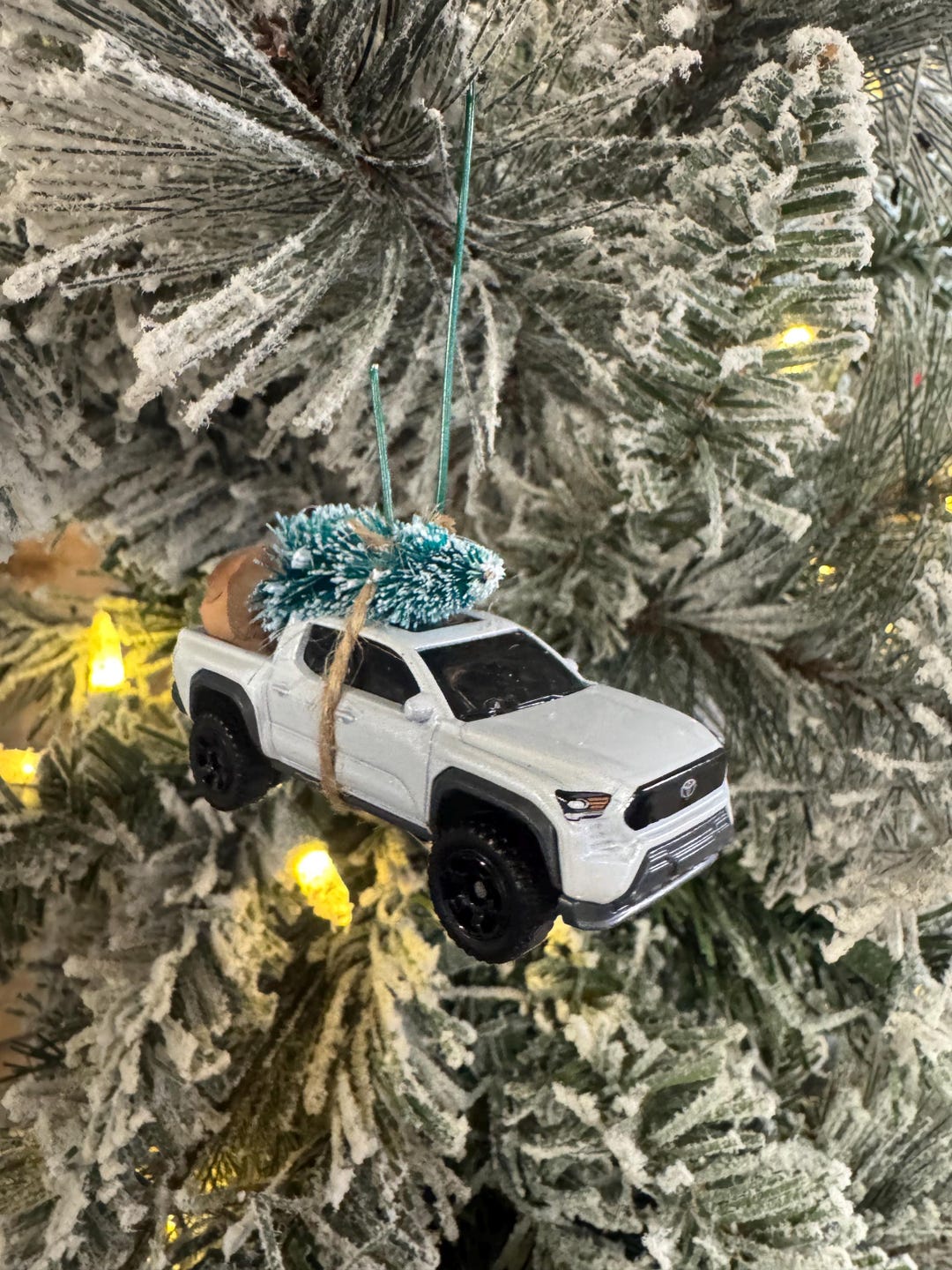 Toyota Tacoma White MB Carrying Christmas Tree Christmas Ornament Hot ...