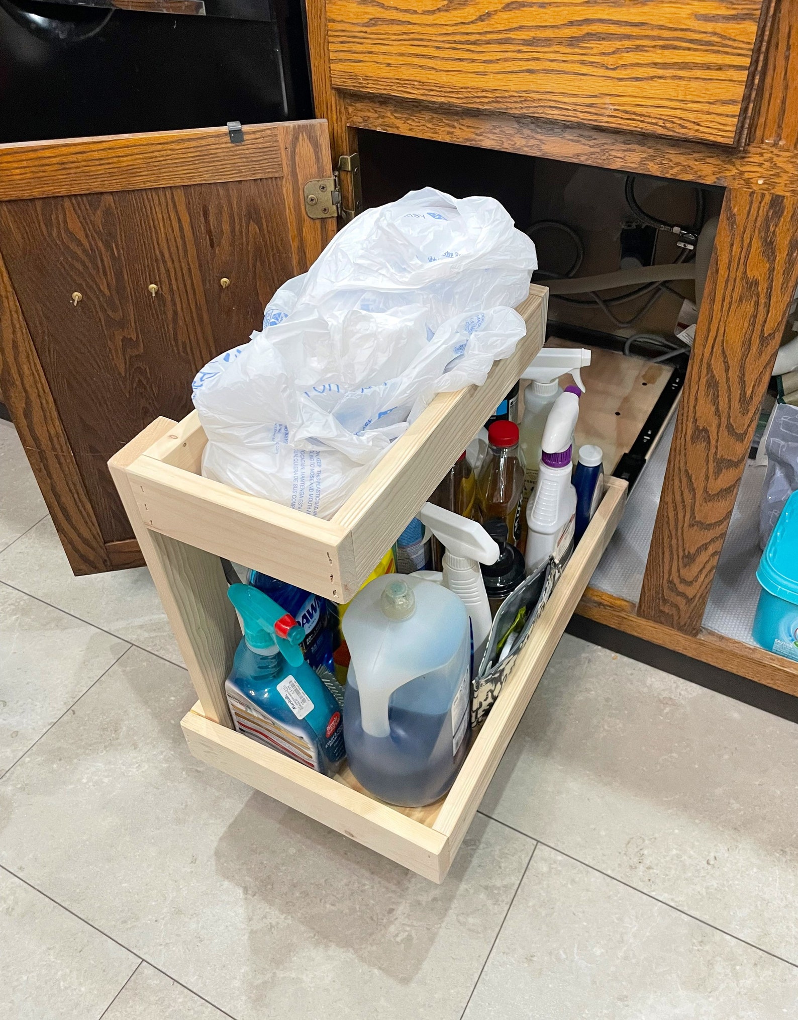 Under Sink Drawer Two Tiered Shelf Soft Close Drawers Made to - Etsy