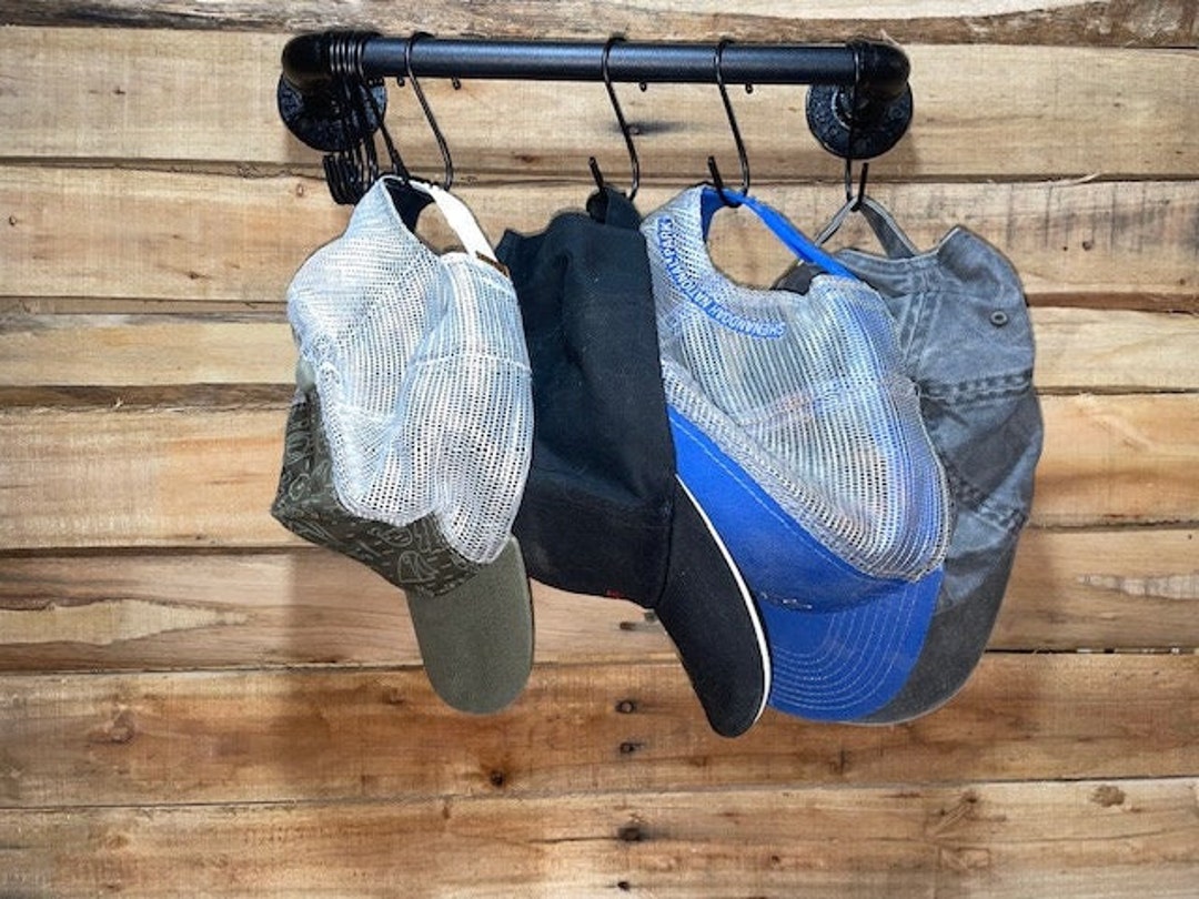 Industrial Iron Hat Hanging Rack for Baseball Caps | Cap Hanger for ...