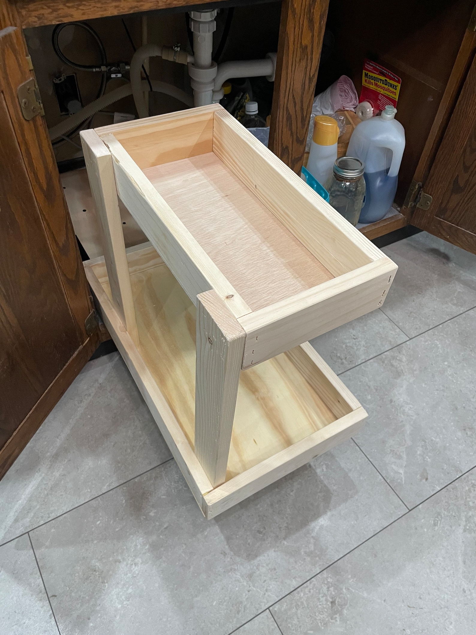 Under Sink Drawer Two Tiered Shelf Soft Close Drawers Made to - Etsy
