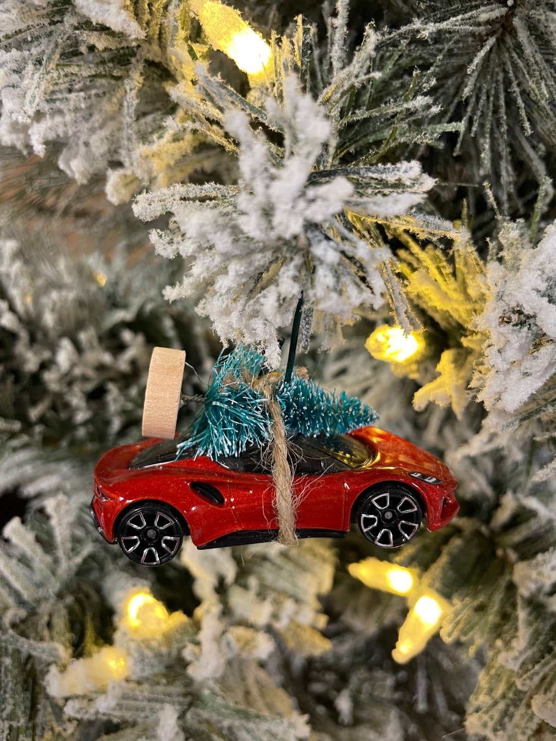 Lotus Emira Red Carrying Christmas Tree Christmas Ornament Hot Wheel ...