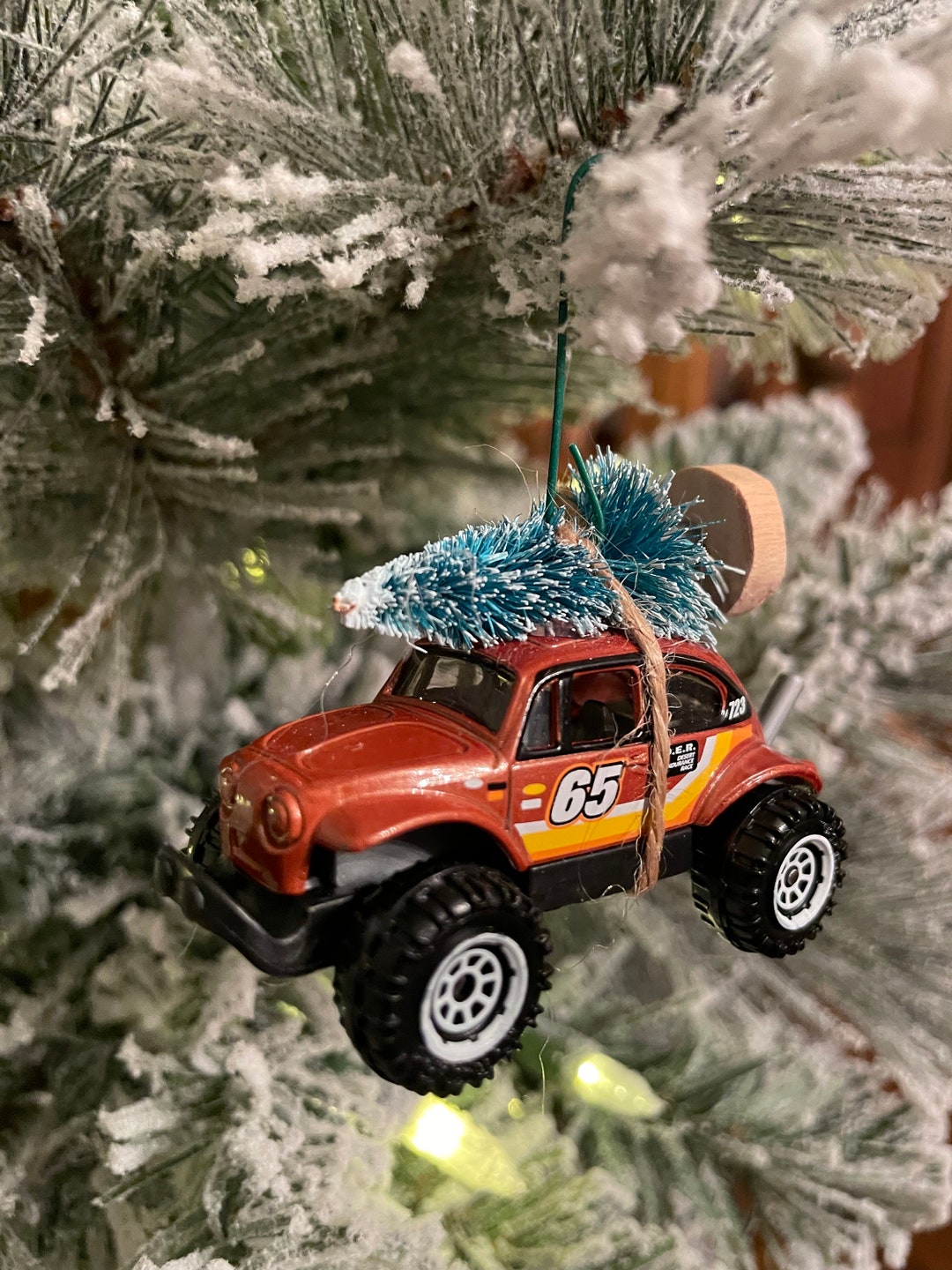 VW Beetle Brown 4x4 Carrying Christmas Tree Christmas Ornament Hot ...