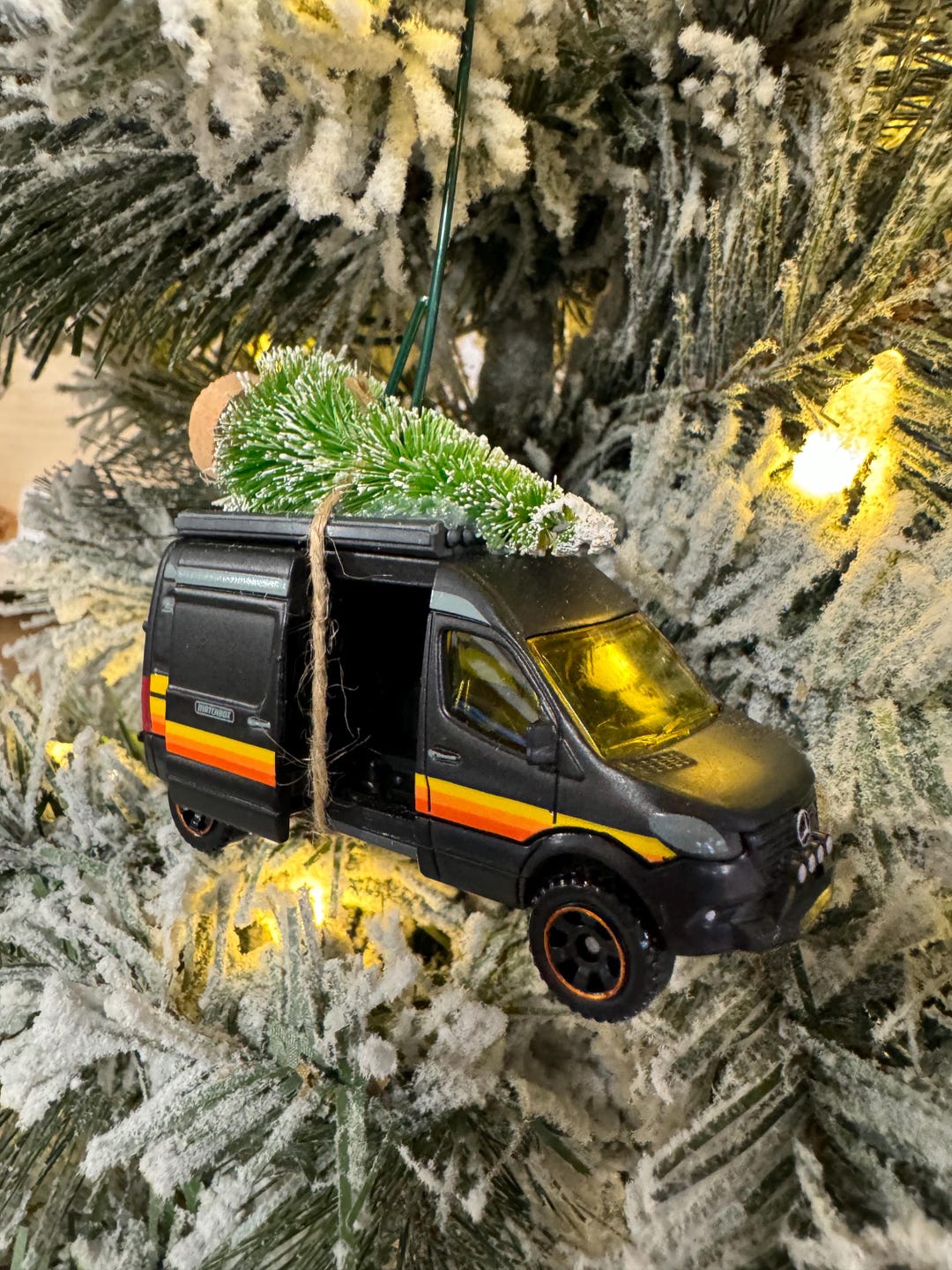 Mercedes Benz Sprinter Camper Van Black Carrying Christmas Tree ...