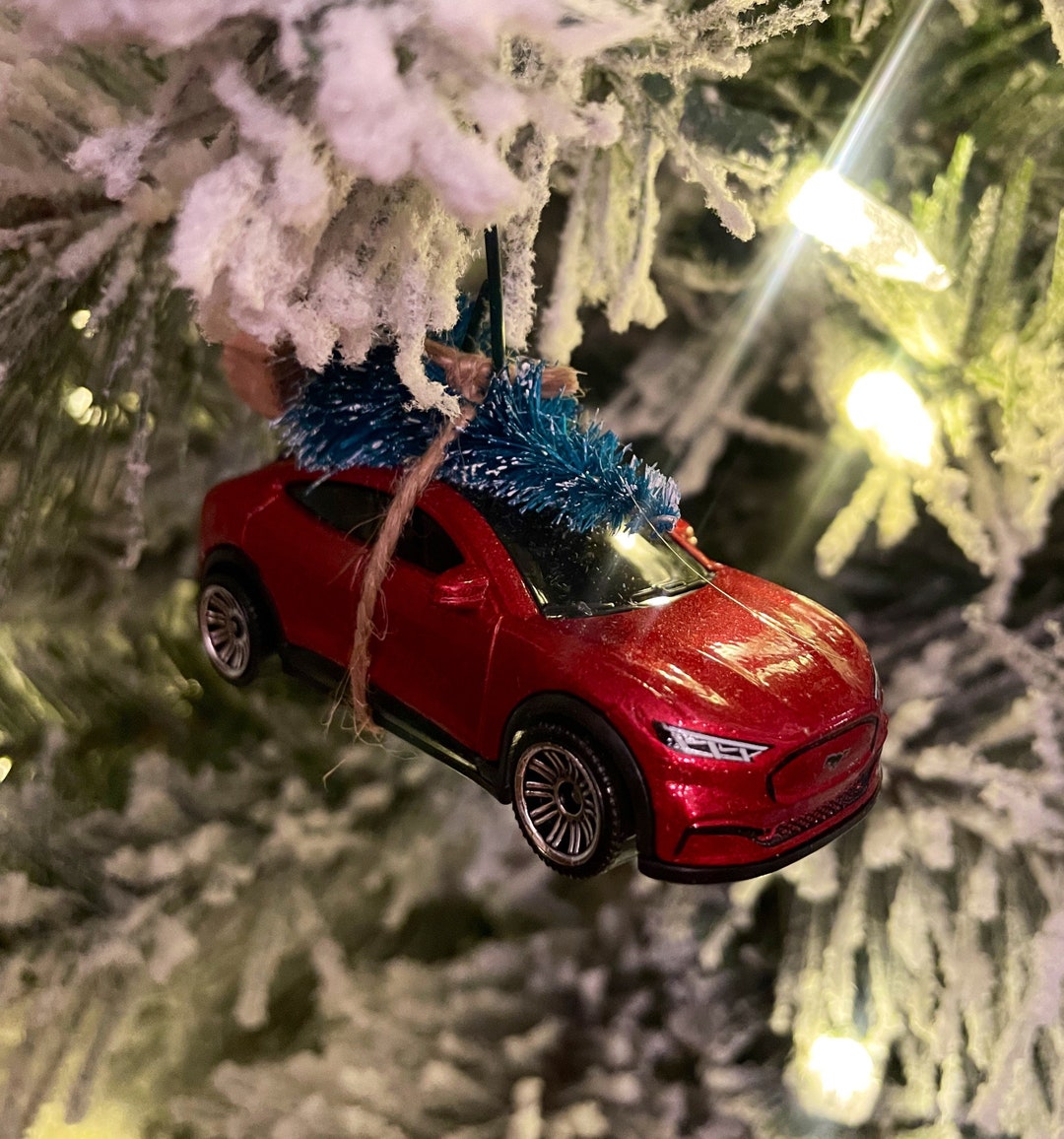 Ford Mustang Mach-e Red Carrying Christmas Tree Christmas Ornament Hot ...