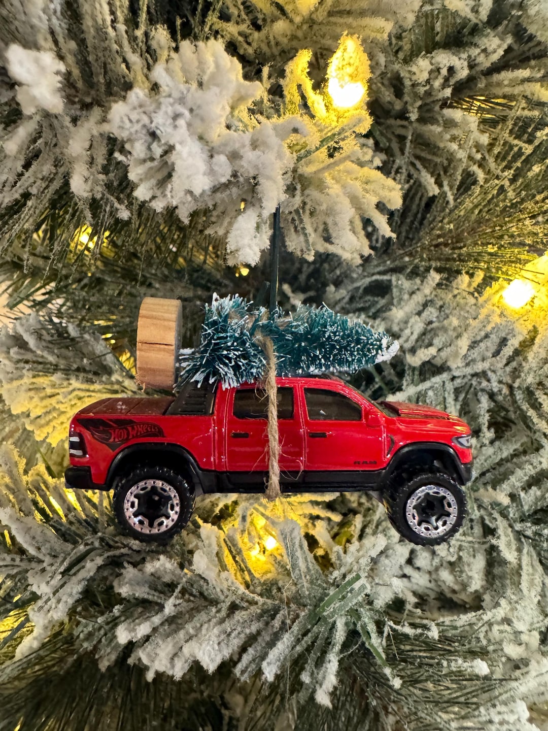 RAM Truck Red Carrying Christmas Tree | Hot Wheel | Christmas Ornament ...