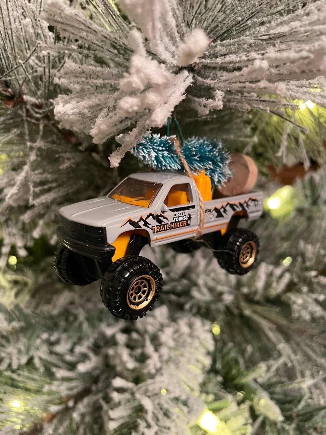 Chevy K1500 Silver Carrying Christmas Tree Christmas Ornament Hot Wheel ...