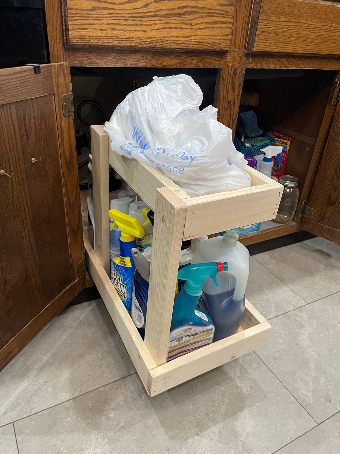 Under Sink Drawer Two Tiered Shelf Soft Close Drawers Made to - Etsy