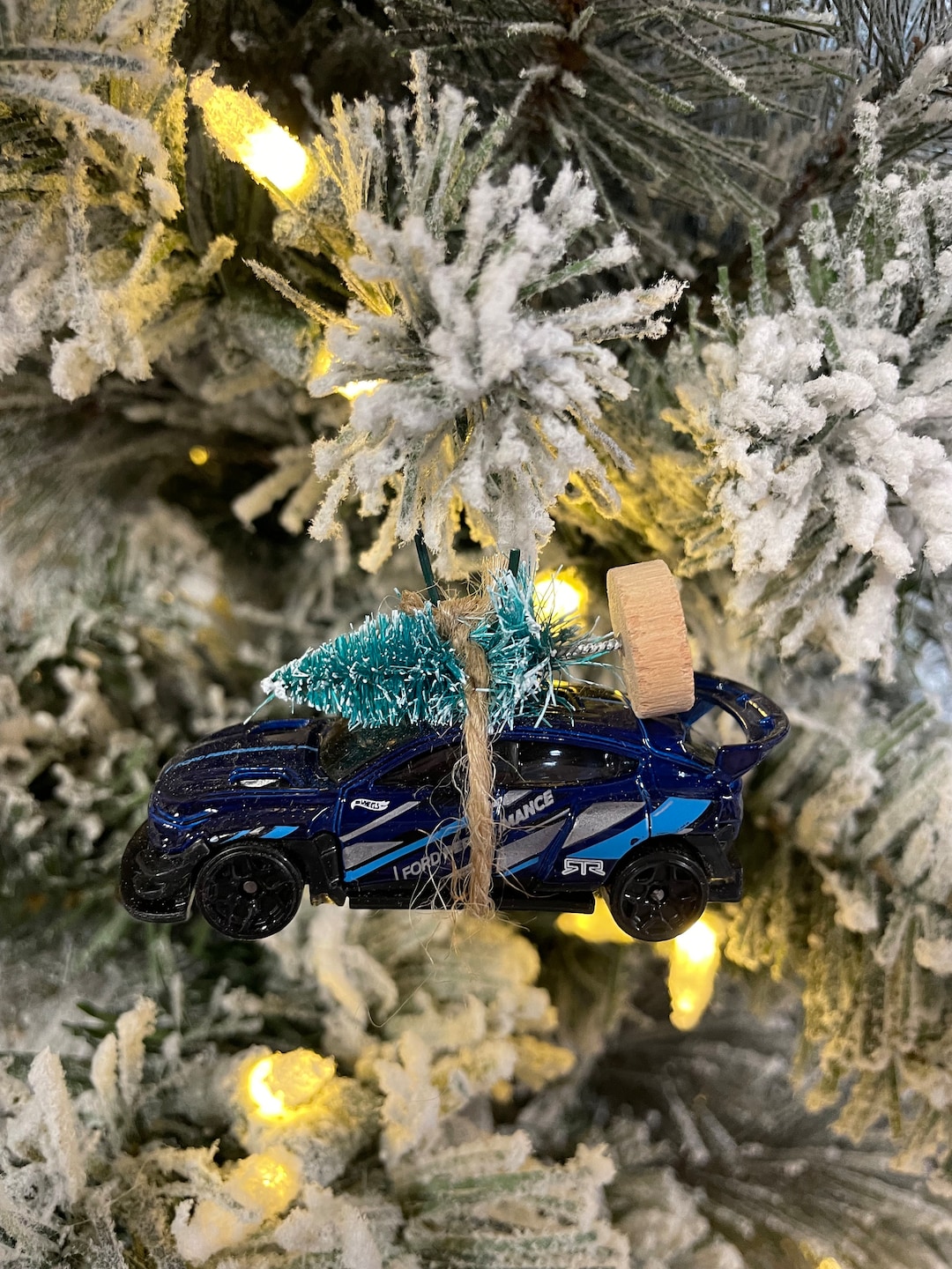 Ford Mustang Mach-e Blue Carrying Christmas Tree Christmas Ornament Hot ...
