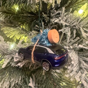 VW ID.4 EV Blue Carrying Christmas Tree Christmas Ornament Hot Wheel ...