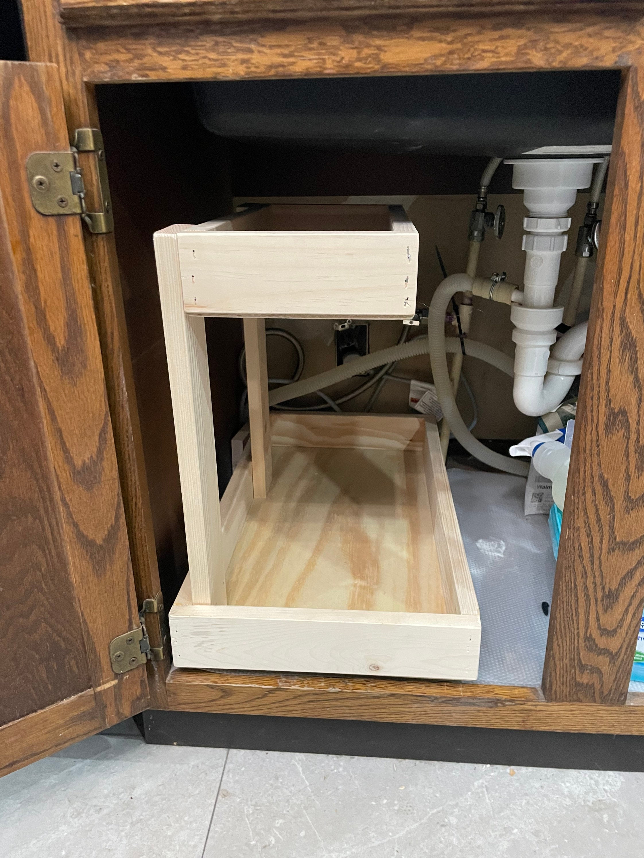 Under Sink Drawer Two Tiered Shelf Soft Close Drawers Made to - Etsy