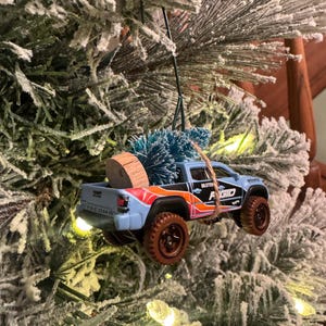 Toyota Tacoma Blue Carrying Christmas Tree Christmas Ornament Hot Wheel ...