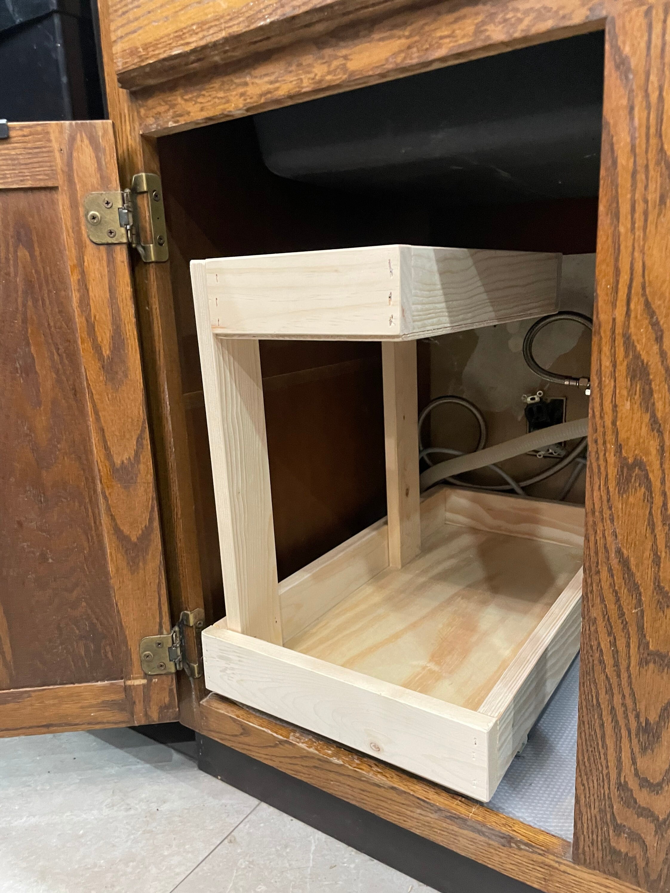 Under Sink Drawer Two Tiered Shelf Soft Close Drawers Made to - Etsy