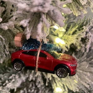 Ford Mustang Mach-e Red Carrying Christmas Tree Christmas Ornament Hot ...