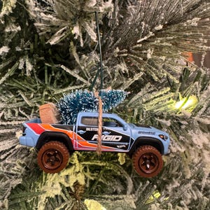 Toyota Tacoma Blue Carrying Christmas Tree Christmas Ornament Hot Wheel ...