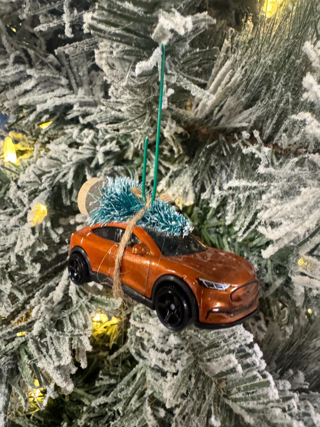 Ford Mustang Mach-e Orange Carrying Christmas Tree Christmas Ornament ...