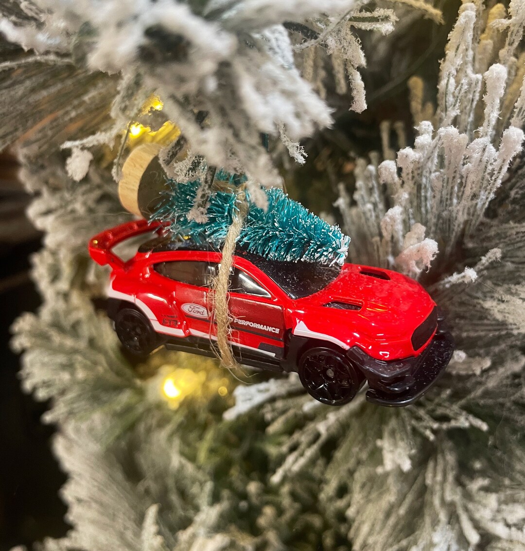 Ford Mustang Mach-e Red Carrying Christmas Tree Christmas Ornament Hot ...